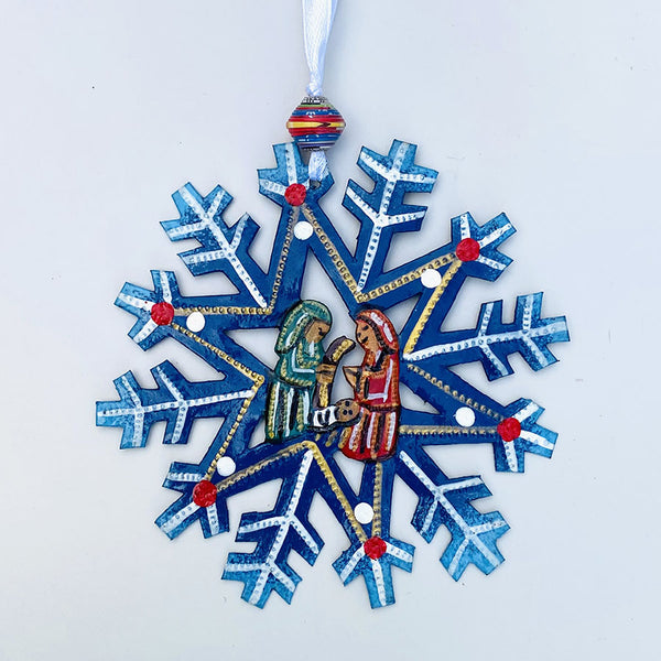 .Ornament - Metal - Snowflake Nativity Ornament - Painted – Market Haiti